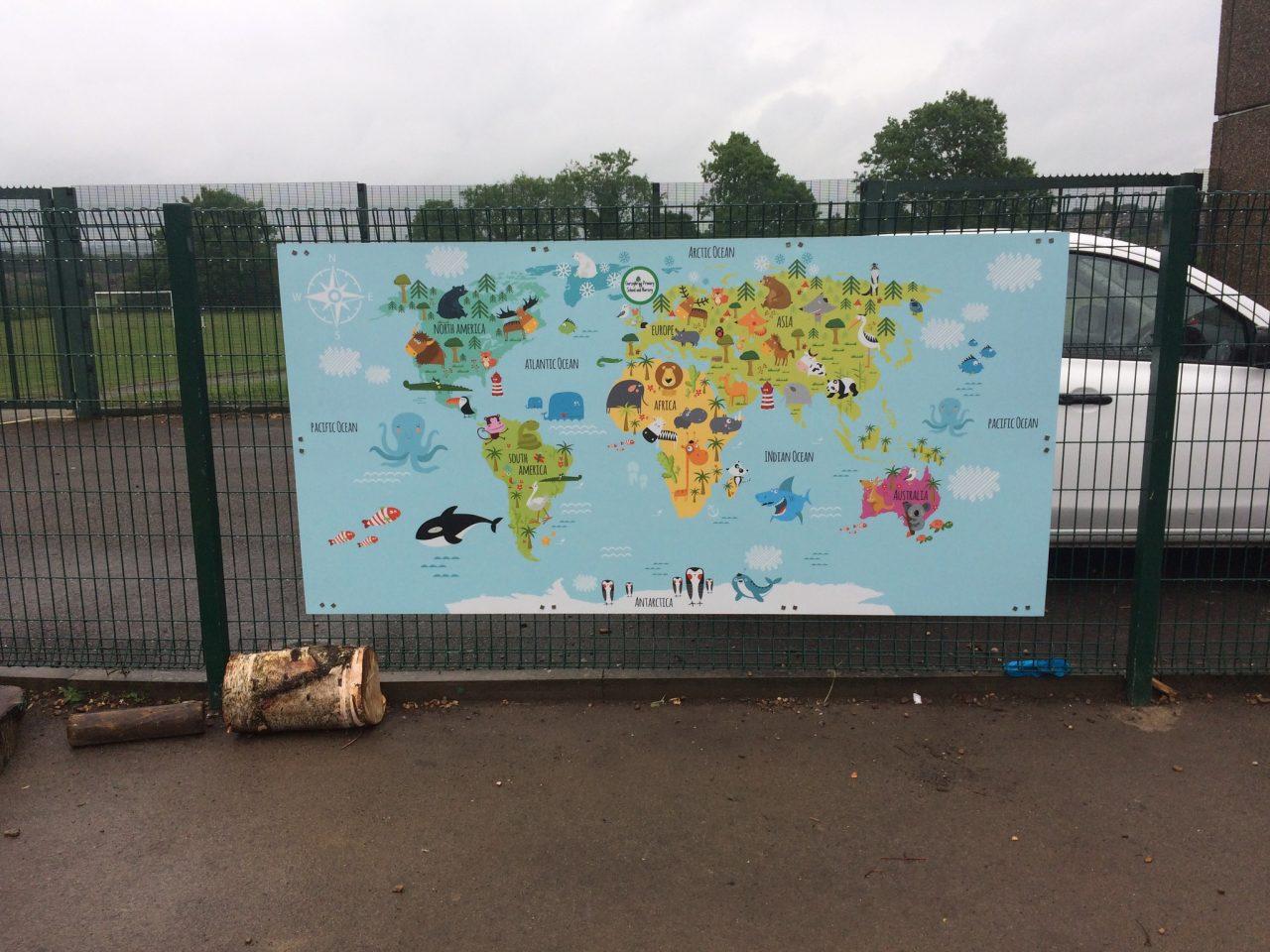 World Map Wall Display with Animals for Early Years School - Design For ...