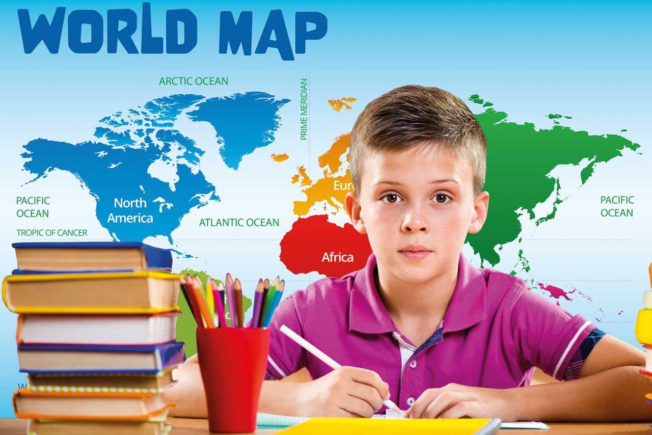 World Map Wall Display for Primary Schools - Design For Education