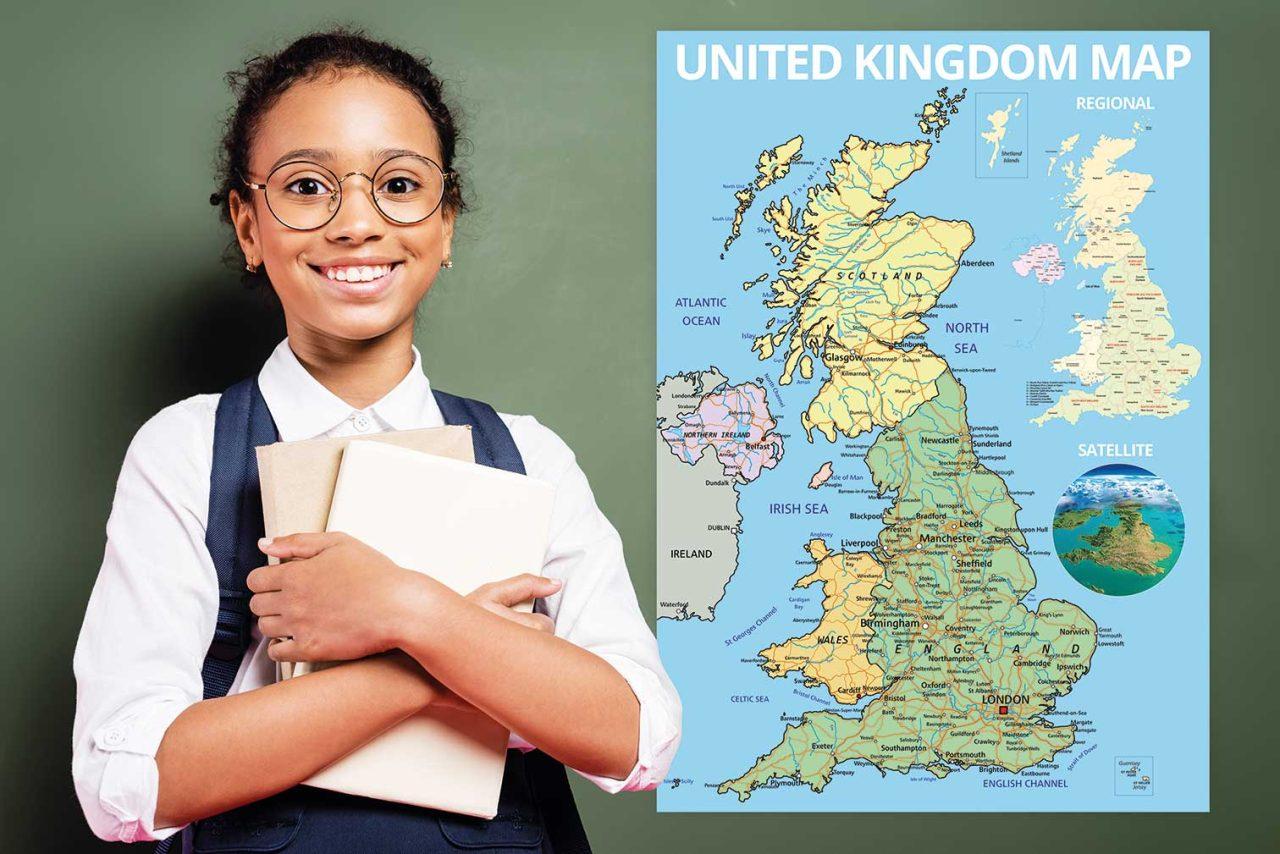 Explore the UK with our Comprehensive Map Wall Display