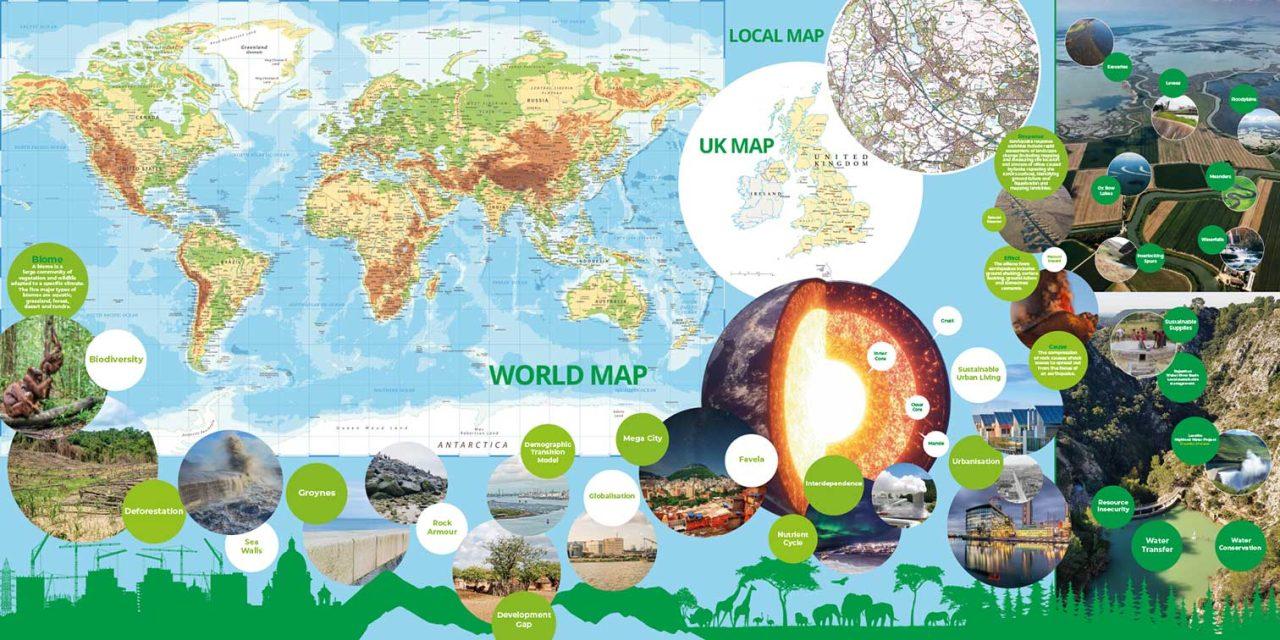 Customisable World, UK and Local OS Map Wall Display for Secondary ...