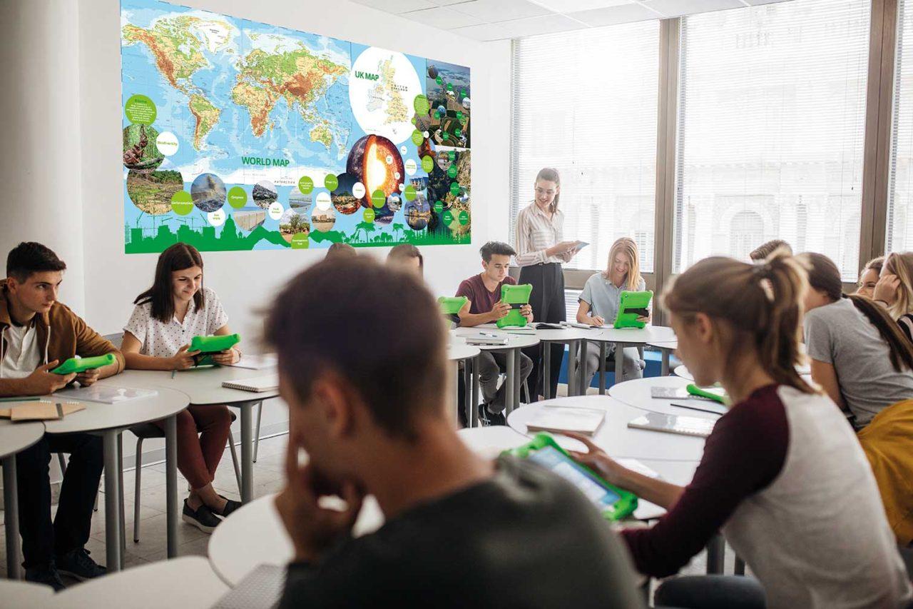 Topographical World Map and UK Map for Secondary Schools, a Teaching ...