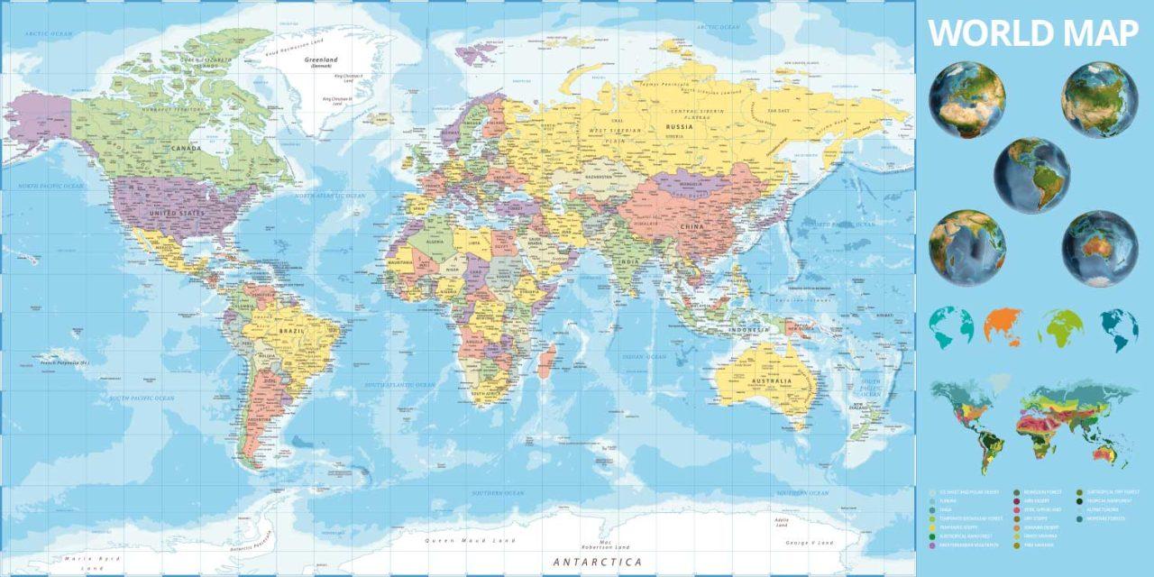 Political World Map for Secondary Schools, a Great Learning Tool to ...