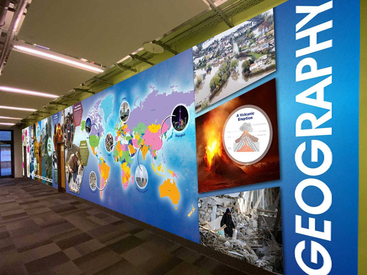 Neale Wade Academy Case Study | Geography Corridor Wall Art - Design ...